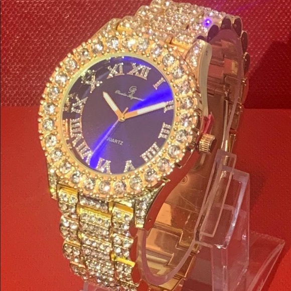 Charles&Raymond | Accessories | 4k Gold Plated Fully Iced Lab Diamond ...